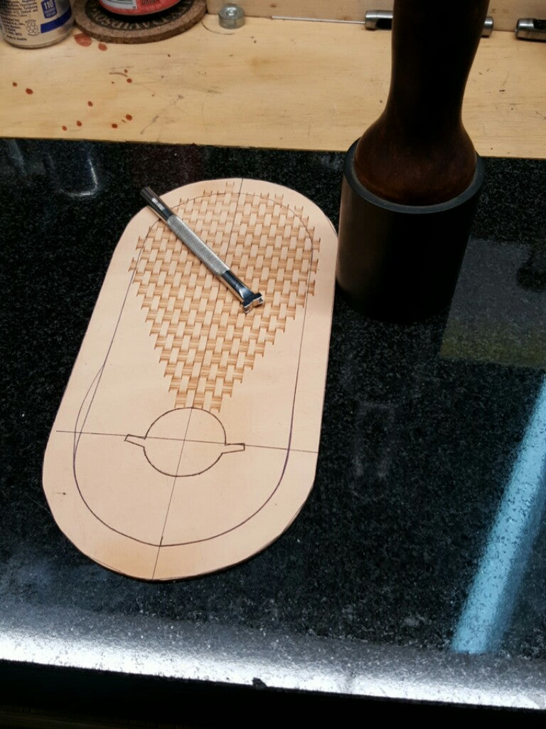 Basketweave inlay tank bib - 2008-2017 Softail Deluxe – Three Mutts ...